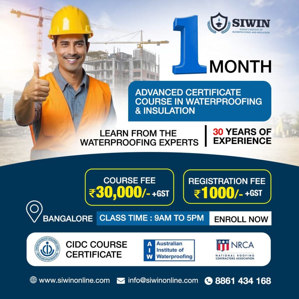 Advanced Certificate Course in Waterproofing and Insulation (With CIDC ...